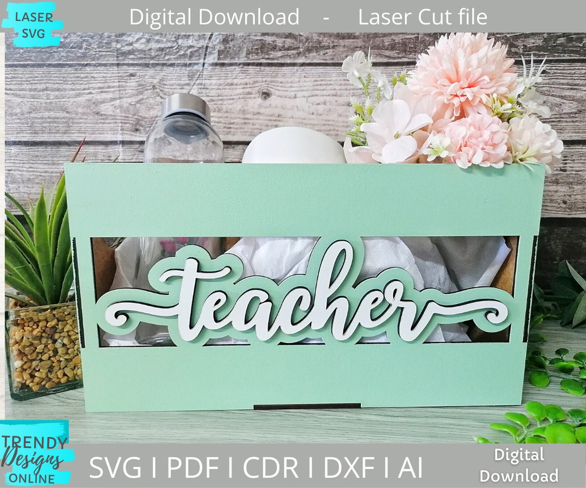 Teacher Crate Box Svg Hamper Box Svg Digital Download | Etsy