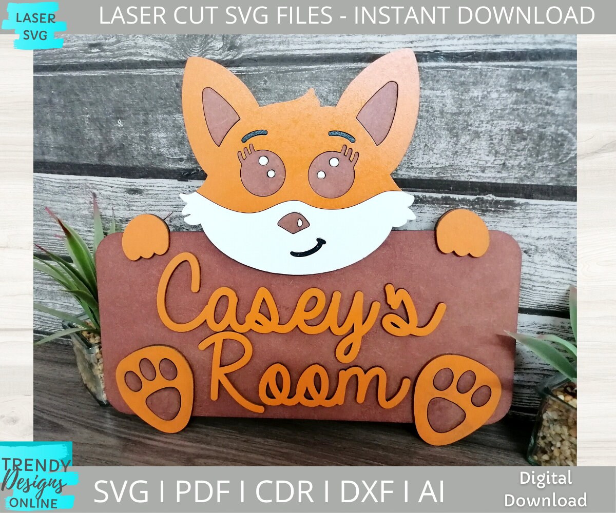 Fox Sign Svg Kids Door Sign Svg Nursery Sign Svg DIY Paint - Etsy Canada