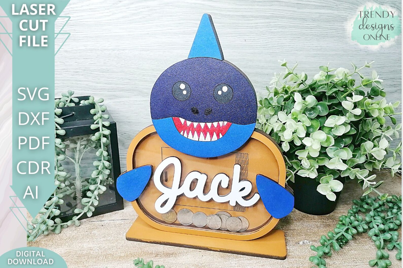 Shark Money Bank Svg Piggy Bank Box Svg Coin Box Svg Kids - Etsy