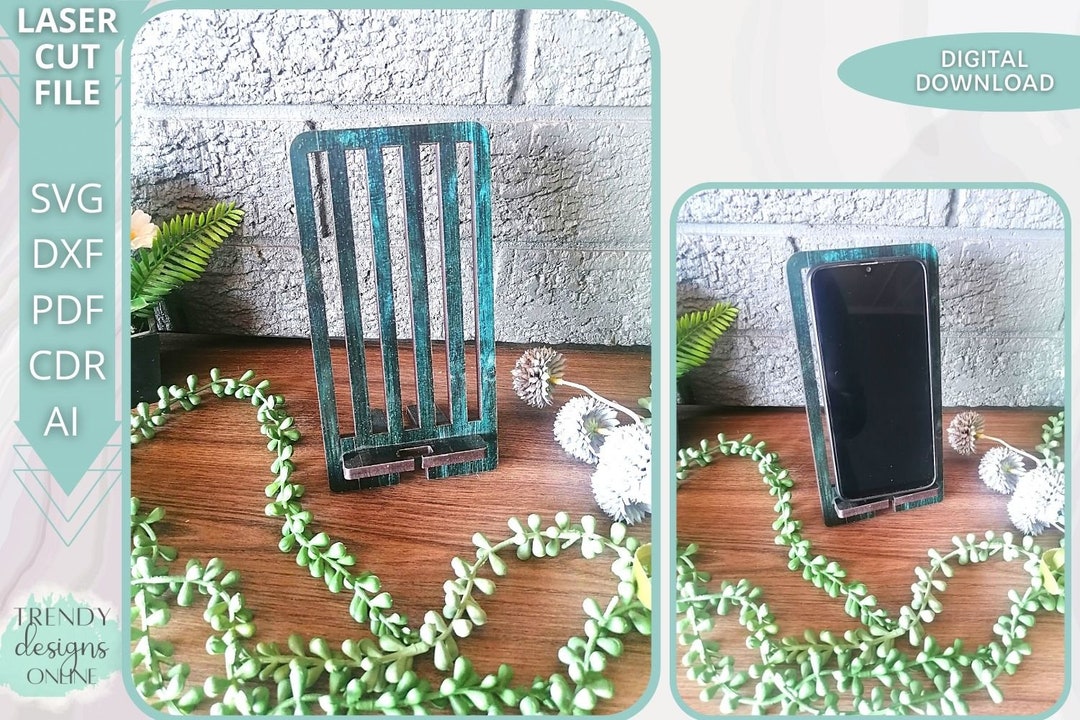 Phone Stand Svg File, Abstract Laser Cut Phone Charging Holder Svg ...