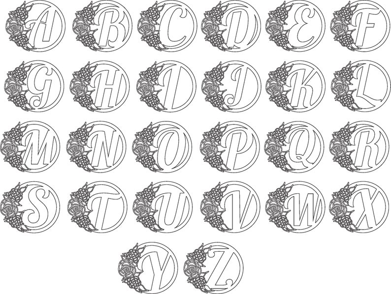 Floral Circle Letters Svg 26 Alphabet Letters Svg Glowforge - Etsy