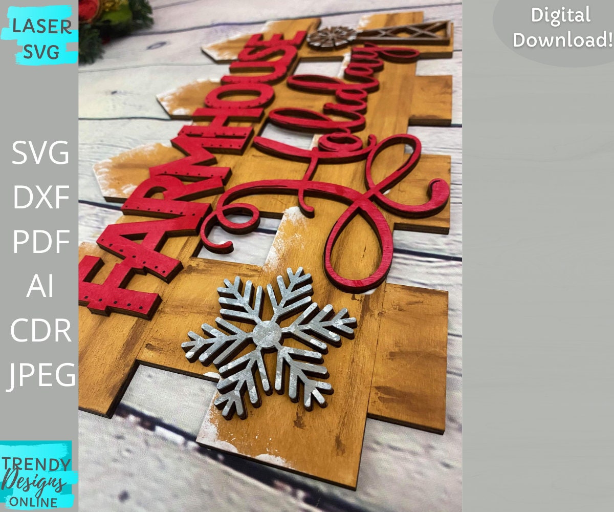 Farmhouse Holidays Sign Svg File Rustic Christmas Svg - Etsy