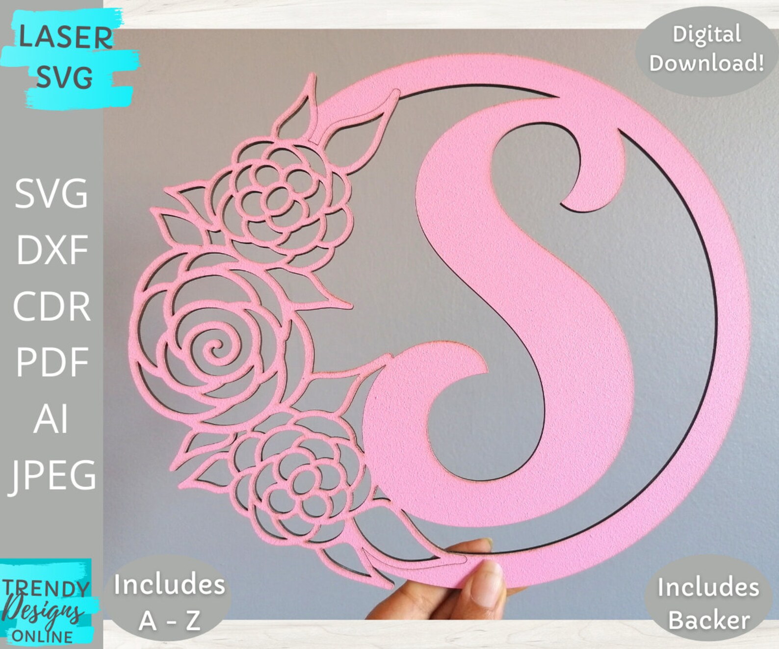 Floral Circle Letters Svg 26 Alphabet Letters Svg Glowforge - Etsy