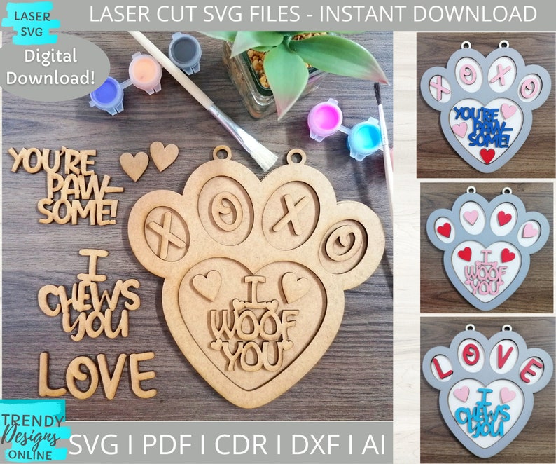 Dog Paw Paint Kit Svg DIY Paint Kit Svg Valentines Gifts for - Etsy