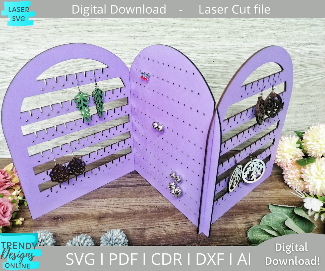 Floral Earrings Display Svg File Trio Jewelry Display Svg - Etsy