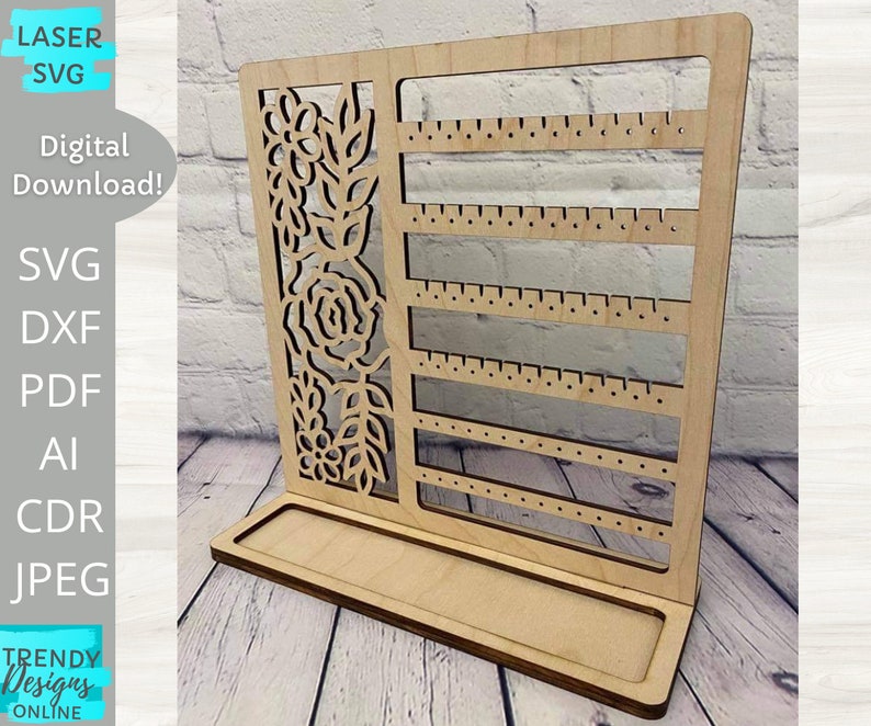 Jewelry & Trinkets Stand Svg Floral Earrings Stand Svg - Etsy