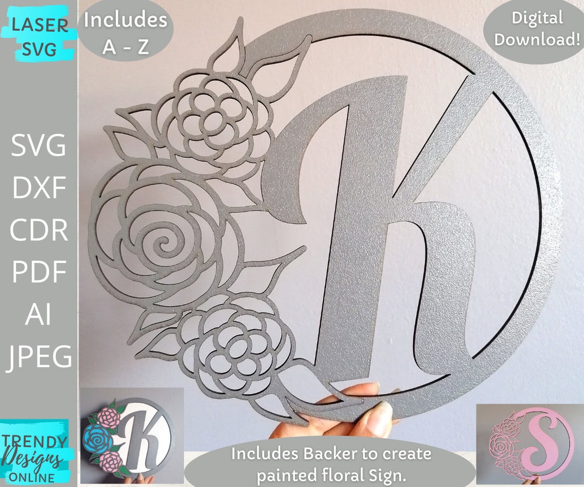 Floral Circle Letters Svg 26 Alphabet Letters Svg Glowforge - Etsy