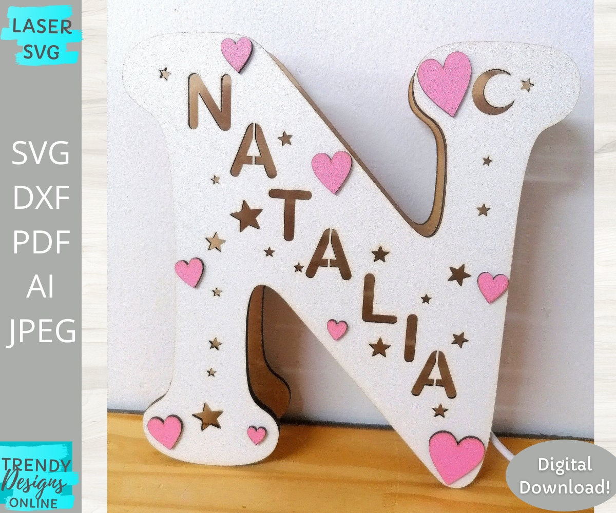 Letter Night Light Svg Full Alphabet Letters Svg ABC Lamp - Etsy