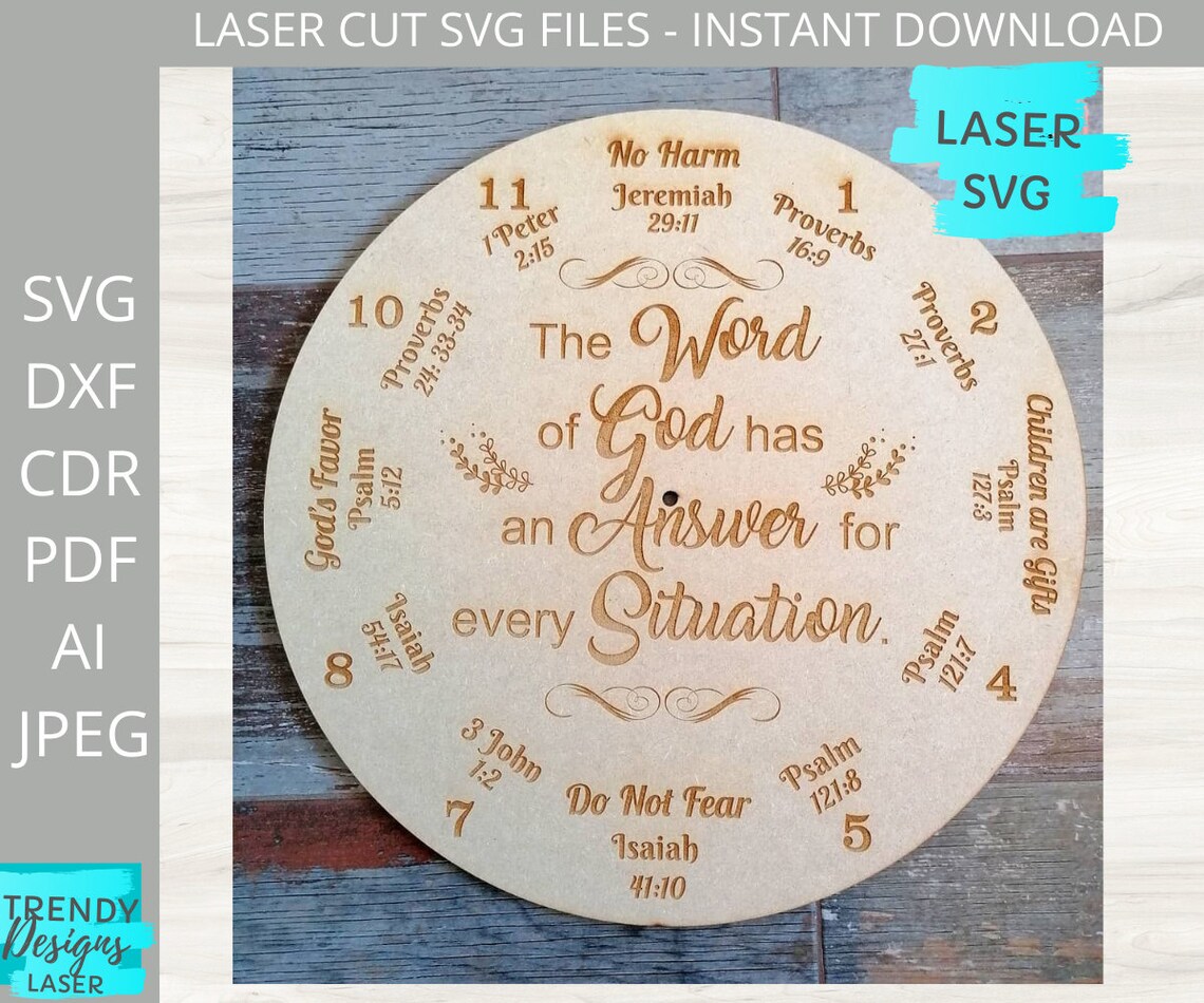Word of God Clock Svg Religious Plaque Svg Christian Wall - Etsy