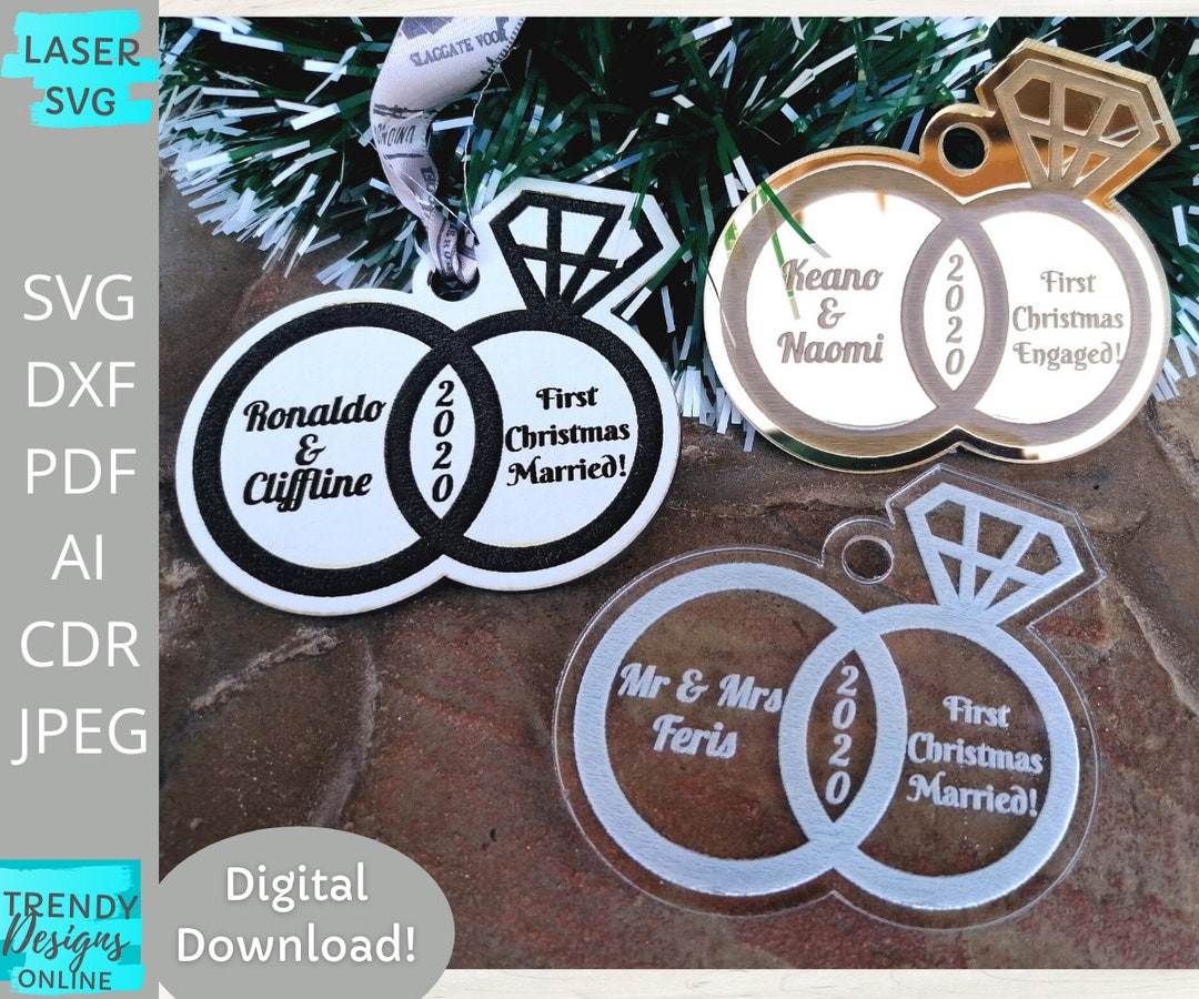 Rings Ornament Svg, First Christmas Engaged Svg, First Christmas ...
