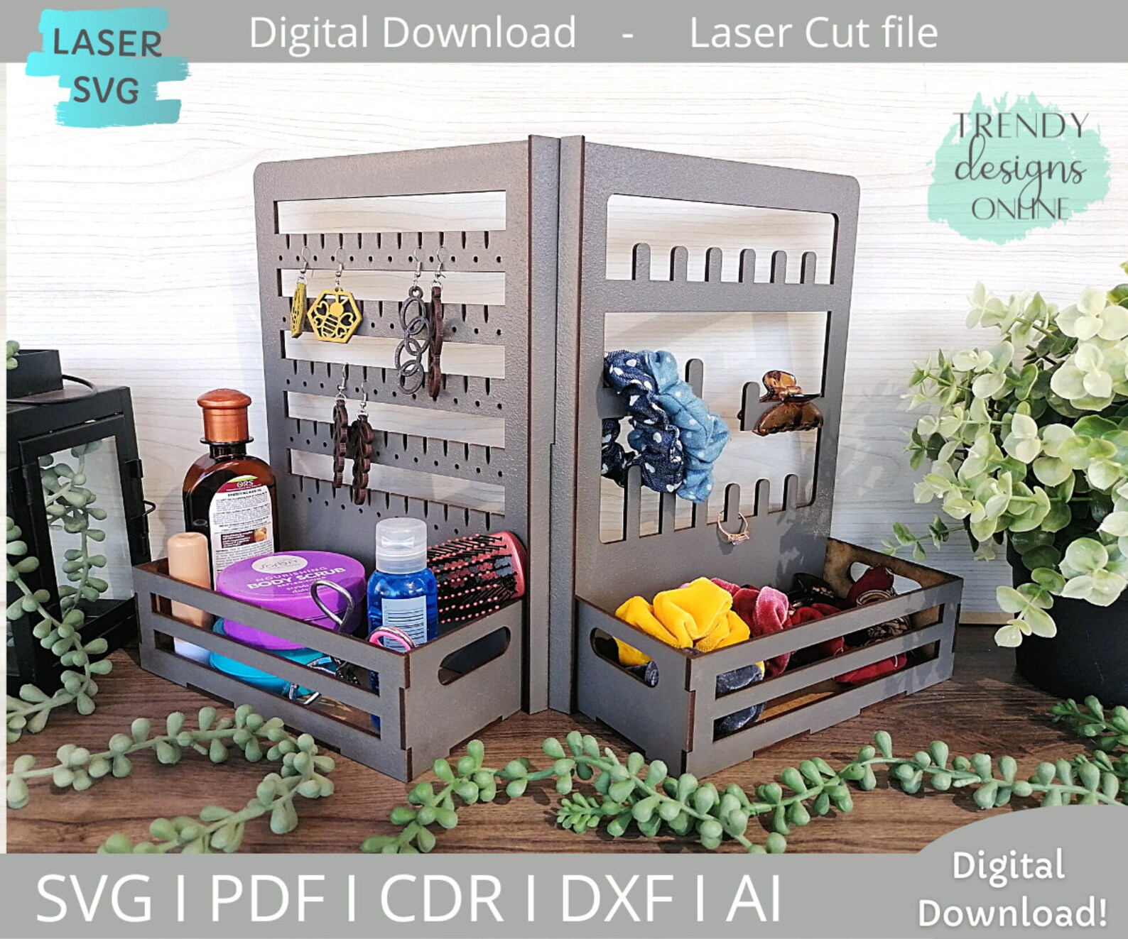 Jewelry Two Crates Stand Svg File Earrings Display Svg - Etsy