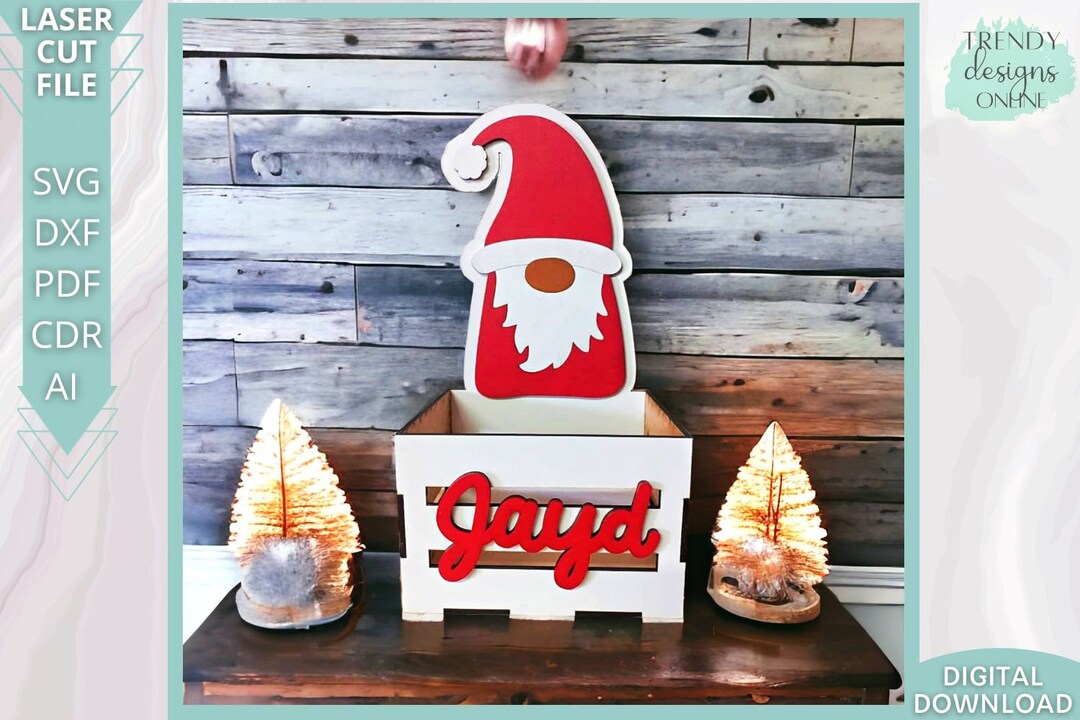 Santa Gnome Christmas Crate Svg File, Christmas Eve Treats Box Svg ...