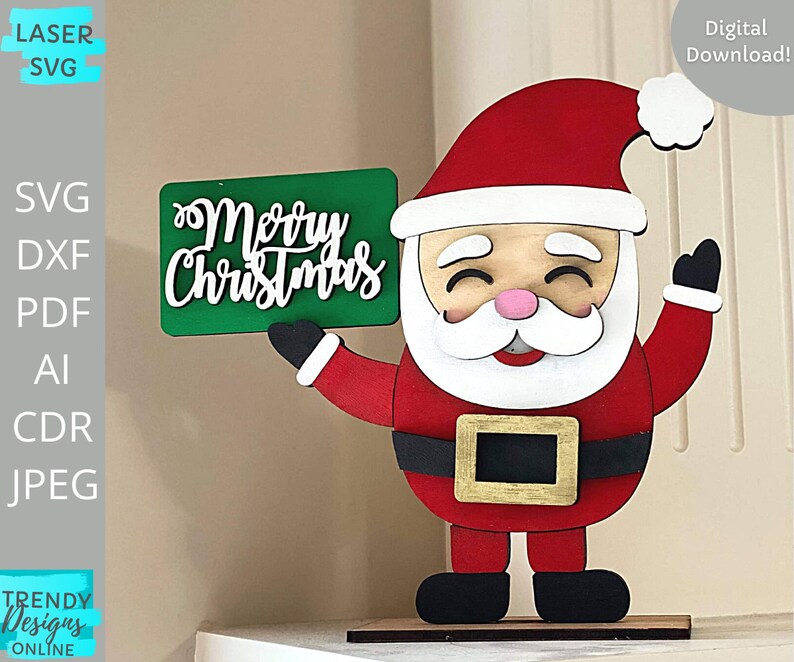 Santa Shelf Sitter Svg Merry Christmas Shelf Sitter Svg - Etsy
