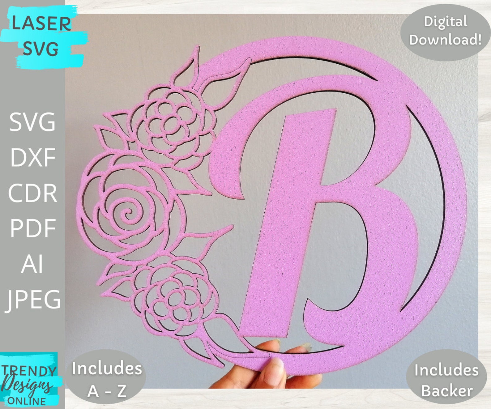 Floral Circle Letters Svg 26 Alphabet Letters Svg Glowforge - Etsy
