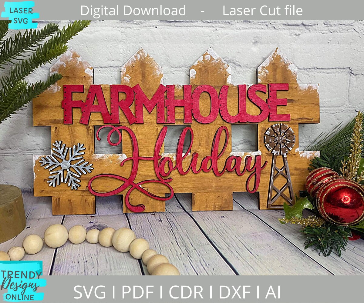 Farmhouse Holidays Sign Svg File Rustic Christmas Svg - Etsy