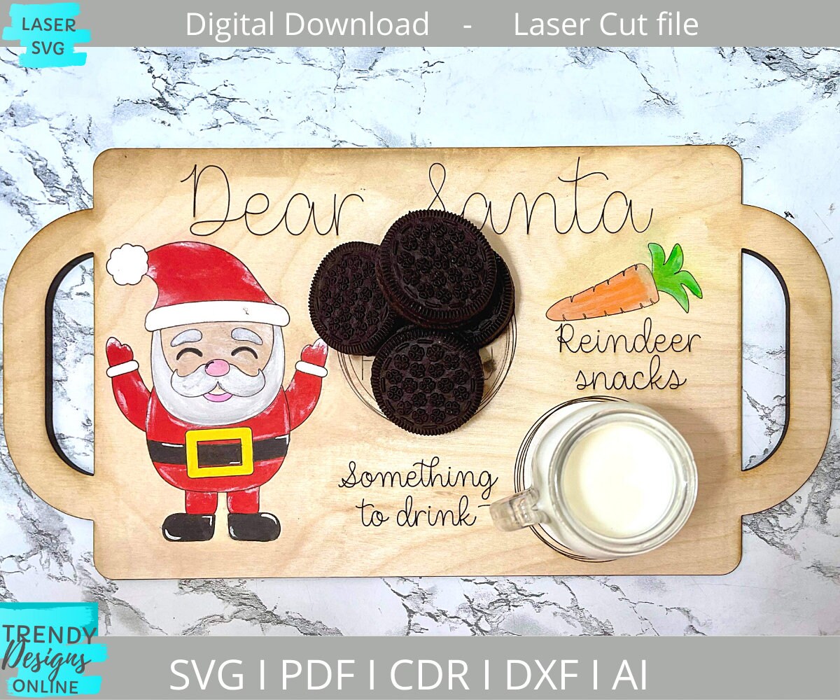 Dear Santa Board Svg Santa and Reindeer Snack Tray Svg - Etsy
