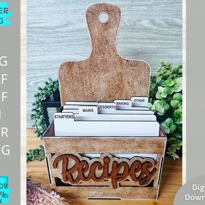 Recipe Crate Svg File, Cutting Board Recipe Box Svg, Glowforge Ready ...