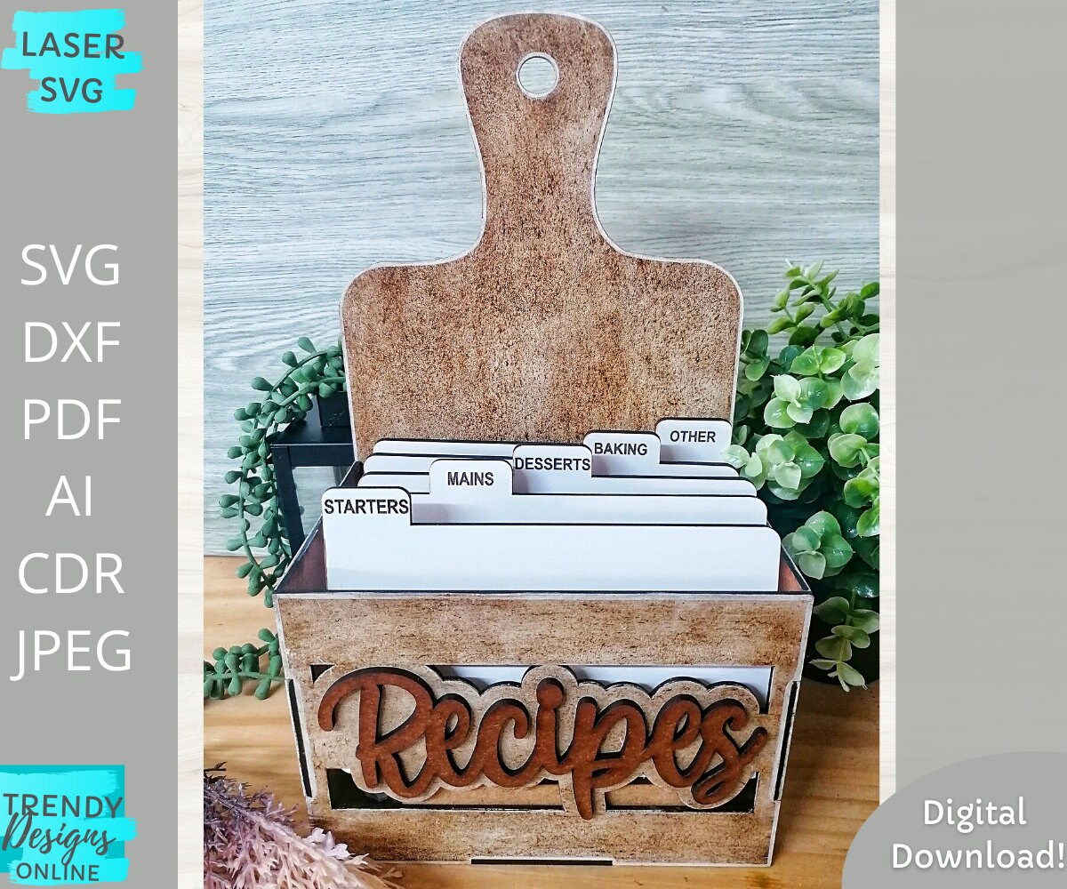 Recipe Crate Svg File Cutting Board Recipe Box Svg Glowforge - Etsy