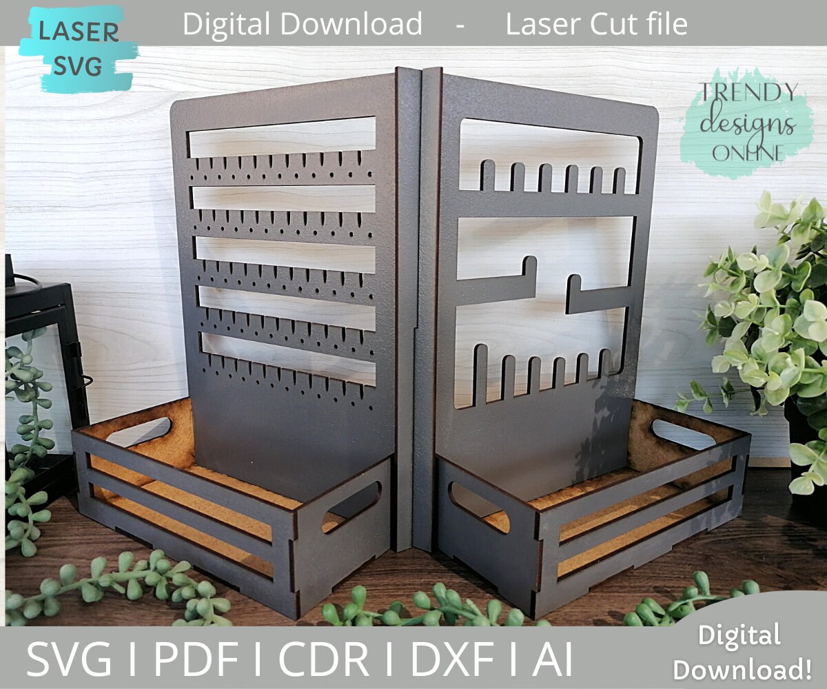 Jewelry Two Crates Stand Svg File Earrings Display Svg - Etsy