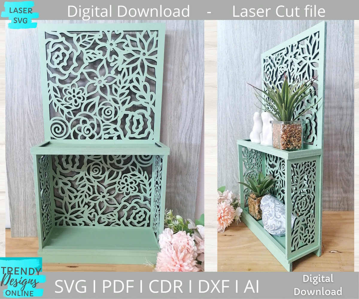 Hand Drawn Floral Display Shelf Svg Glowforge Ready Svg | Etsy