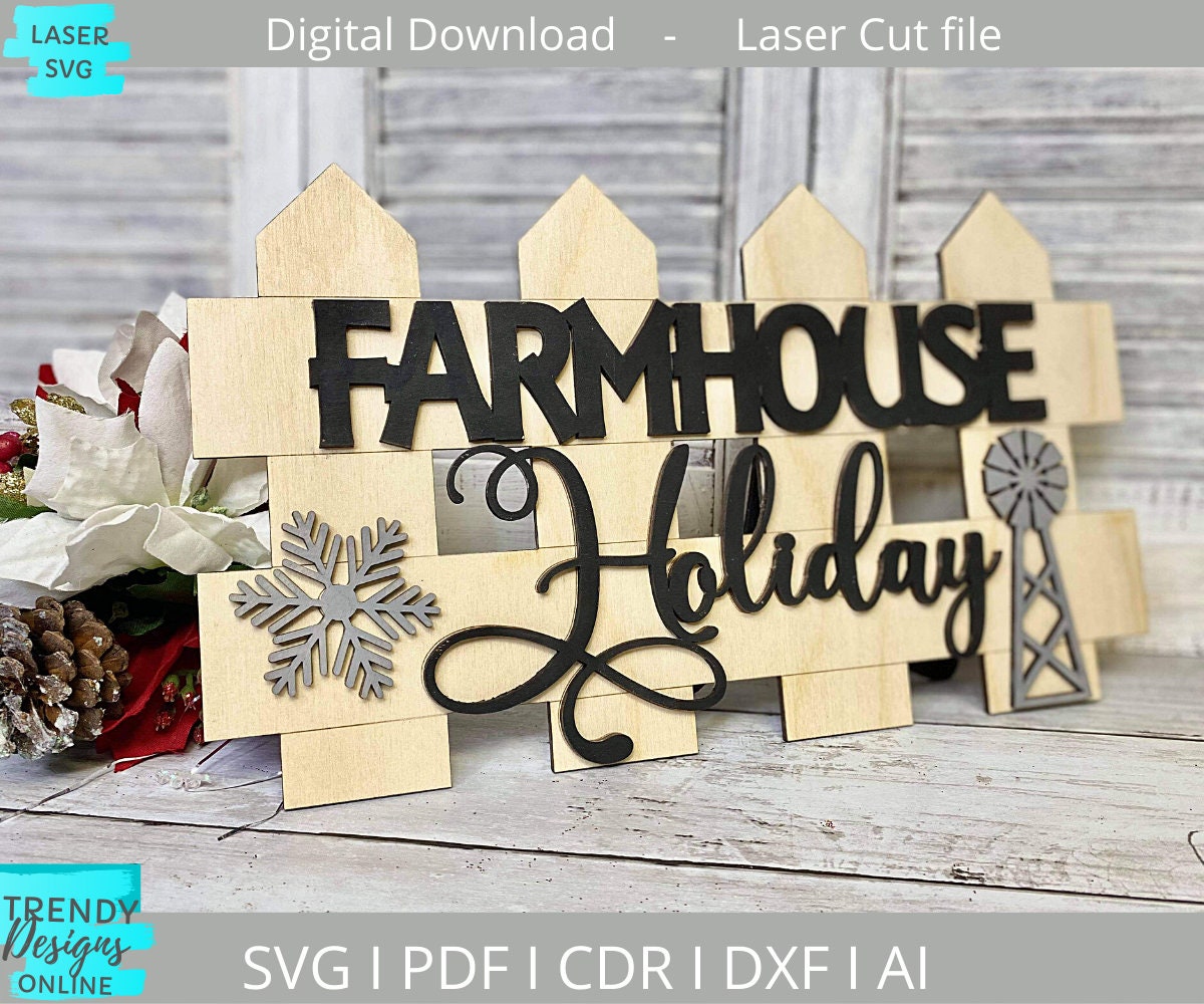 Farmhouse Holidays Sign Svg File Rustic Christmas Svg - Etsy