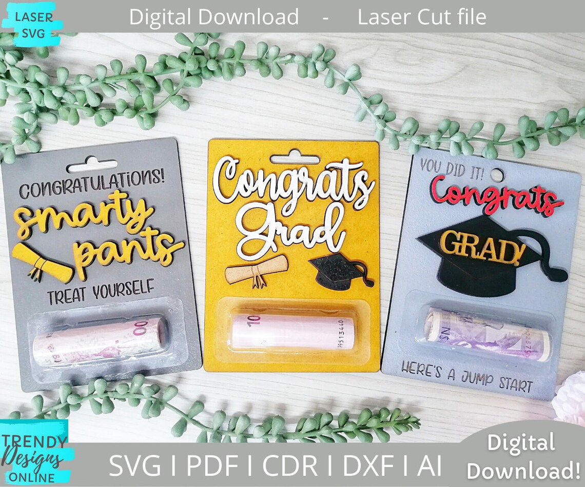 Graduation Money Cards Bundle Svg Lip Balm Pouch Card Svg - Etsy