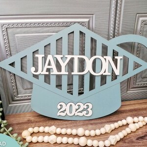 Graduation Cap Sign Svg File Striped Graduation Hat Photo - Etsy