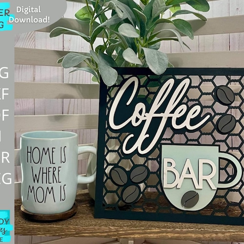 Round Coffee Bar Laser File DIGITAL DOWNLOAD Coffee Sign - Etsy