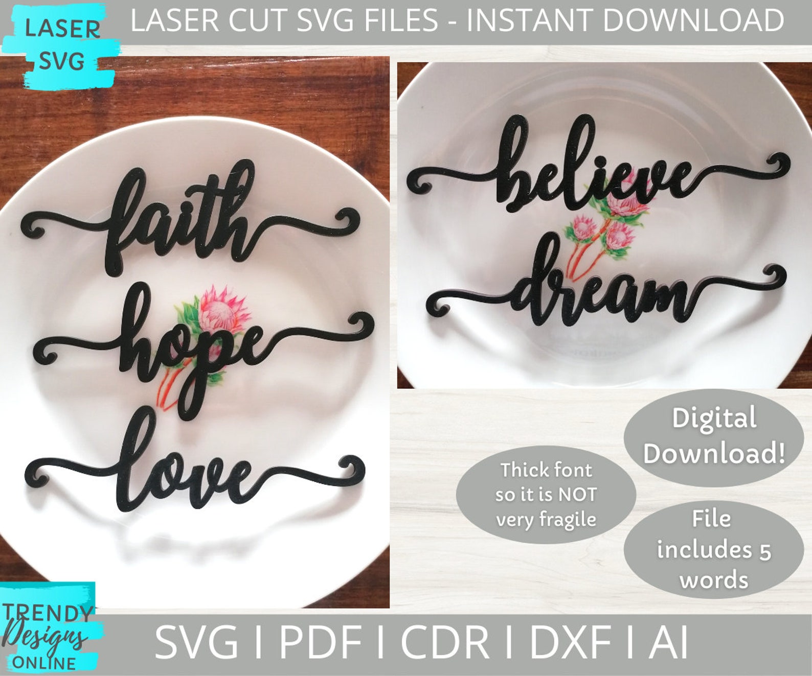 Digital Download Faith Hope Love Svg Believe Dream Laser Cut - Etsy