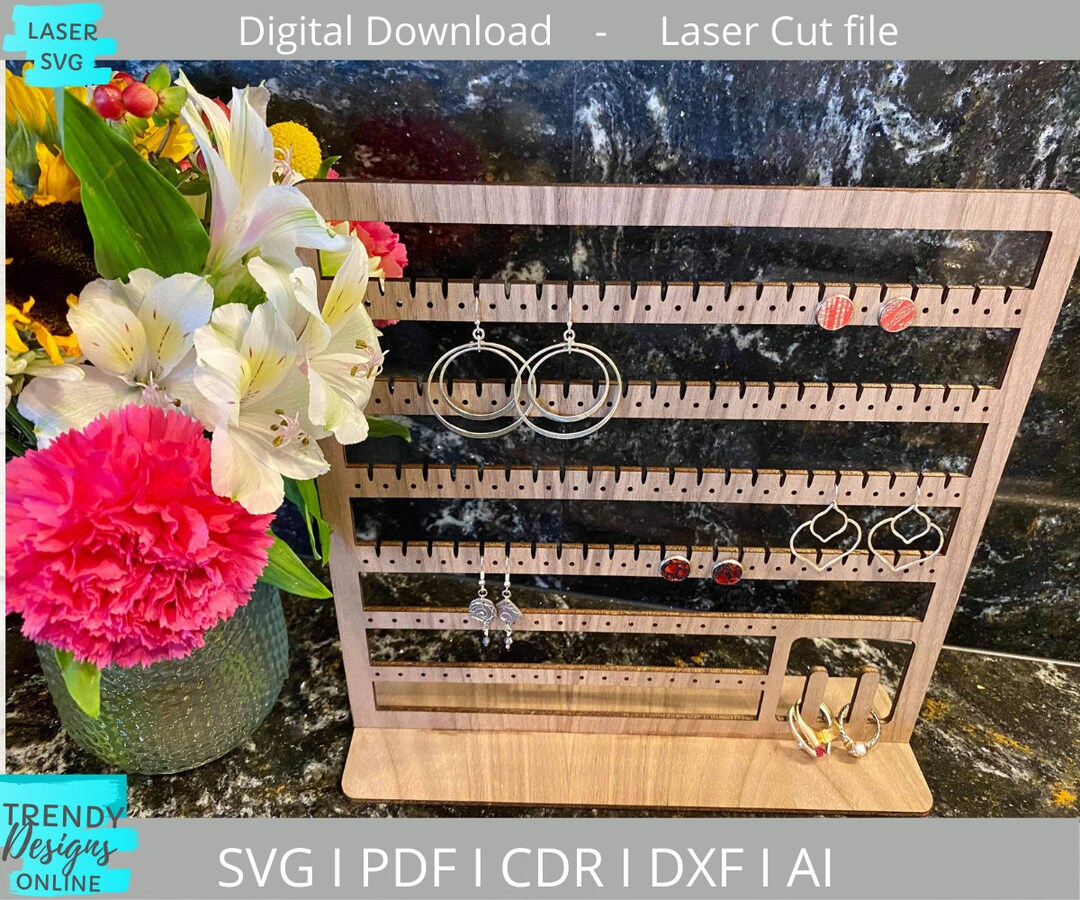 Earrings Stand Svg, Jewelry Display Svg, Glowforge Ready Svg, Laser Cut ...