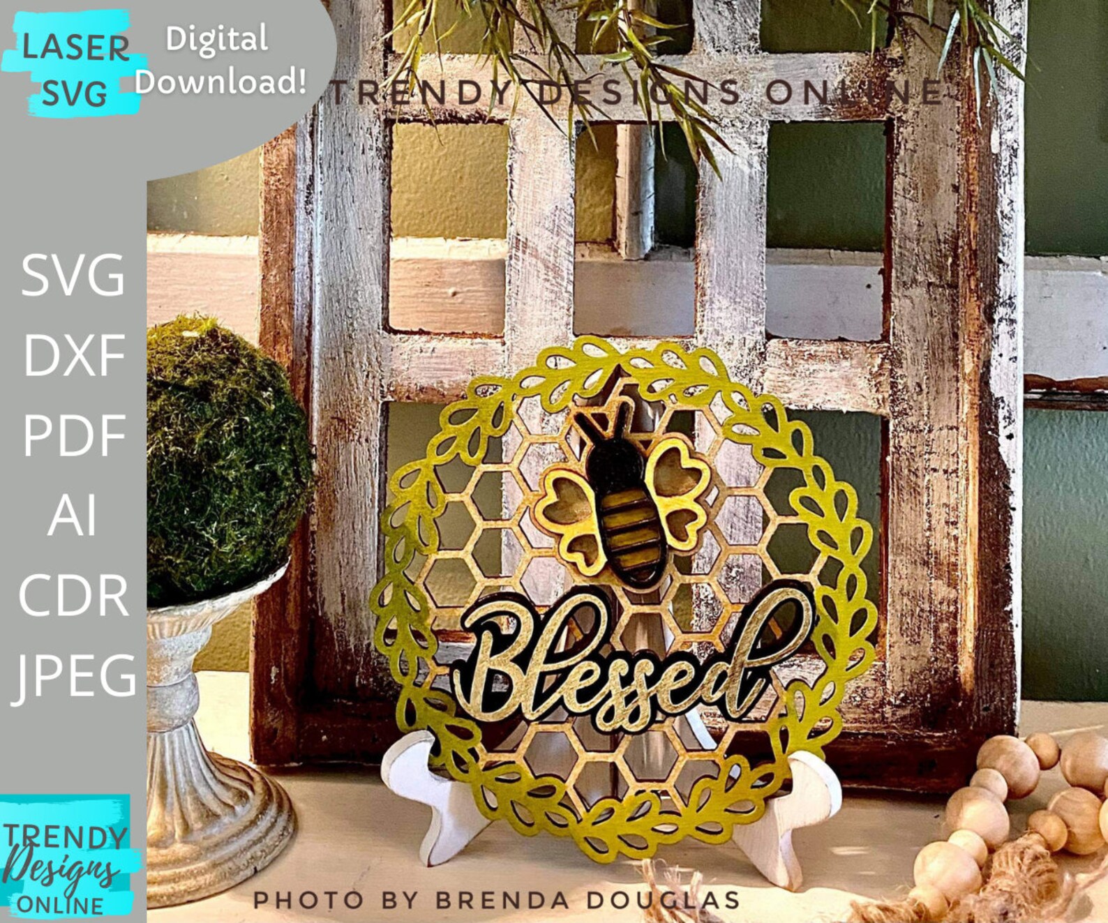 Bee Blessed Sign svg Hand drawn Bee svg Blessed Sign | Etsy