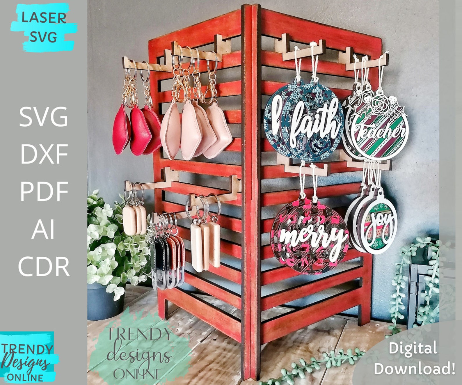 Ornaments and Keychains Display Svg File Craft Market Display - Etsy