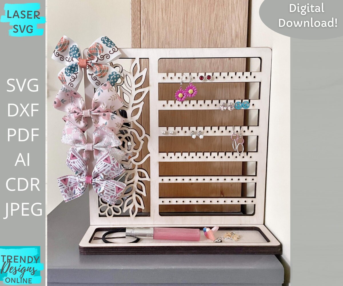 Jewelry & Trinkets Stand Svg Floral Earrings Stand Svg - Etsy