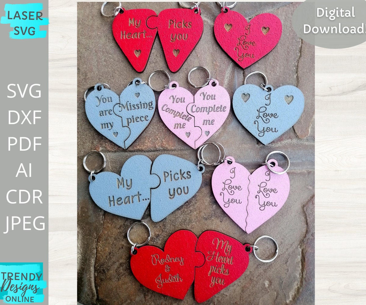 Valentines Keyrings Bundle Svg Couples Keychains Svg Digital - Etsy