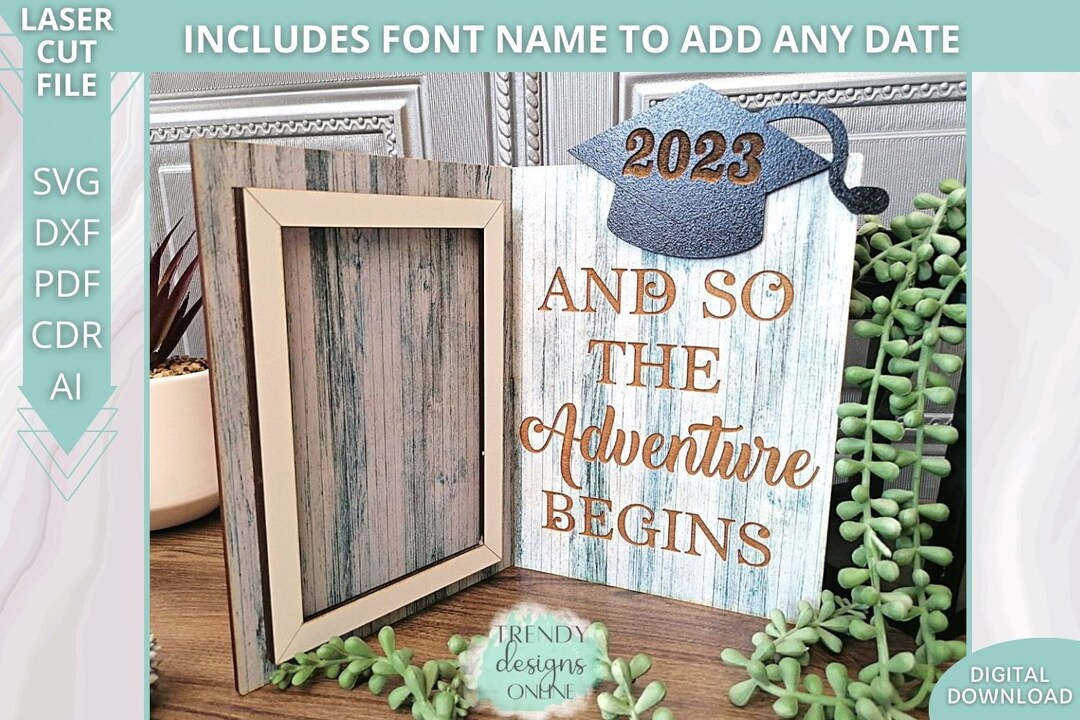 And so the Adventure Begins Graduation Photo Frame Svg, Digital ...