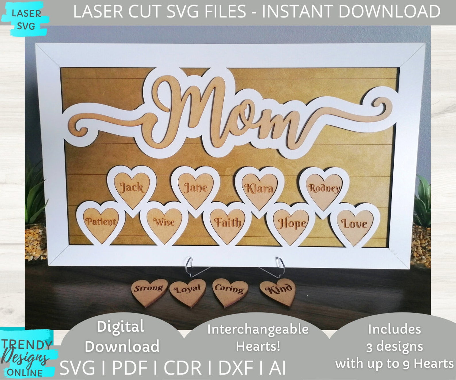 Mom Frame Svg Interchangeable Svg Hearts Interchangeable | Etsy