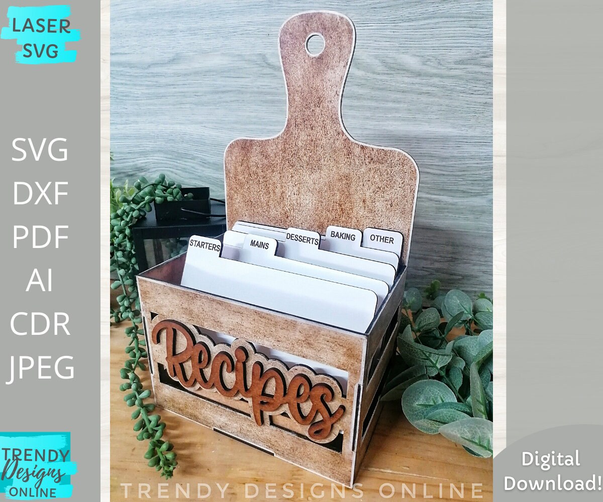 Recipe Crate Svg File Cutting Board Recipe Box Svg Glowforge - Etsy