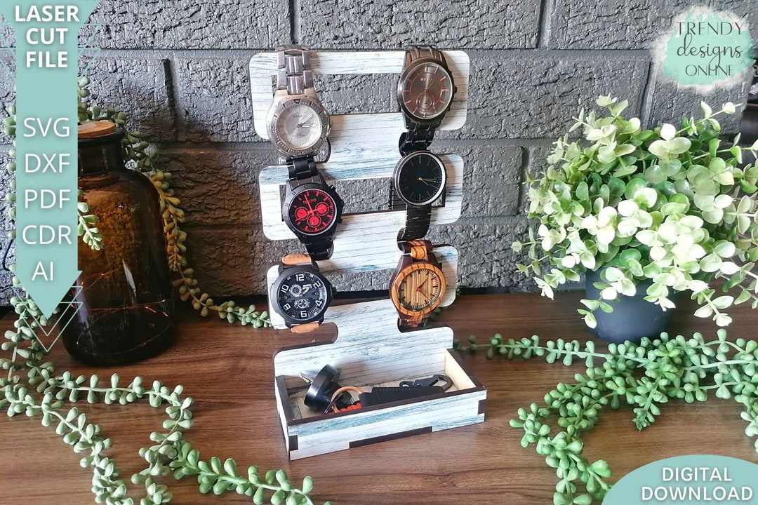Watch Display and Trinkets Holder Svg File, Nightstand Watch Organizer ...