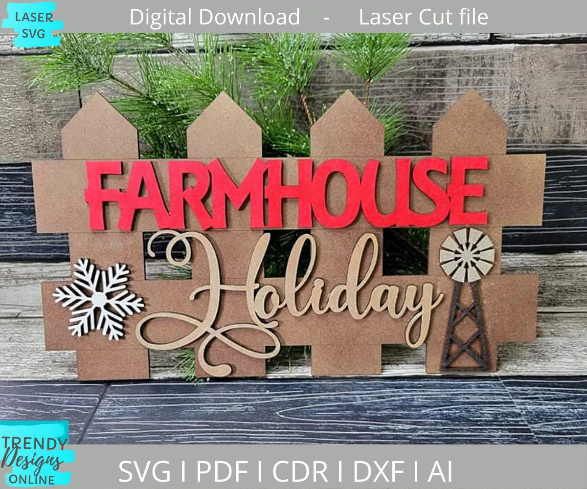 Farmhouse Holidays Sign Svg File Rustic Christmas Svg - Etsy