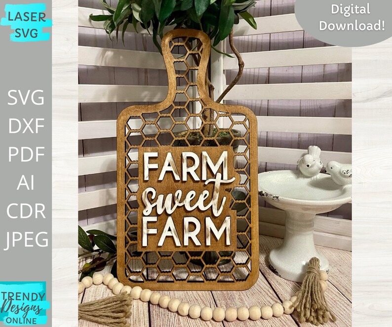 FARM Sweet FARM Decor Svg Farmhouse Cutting Board Decor Svg - Etsy