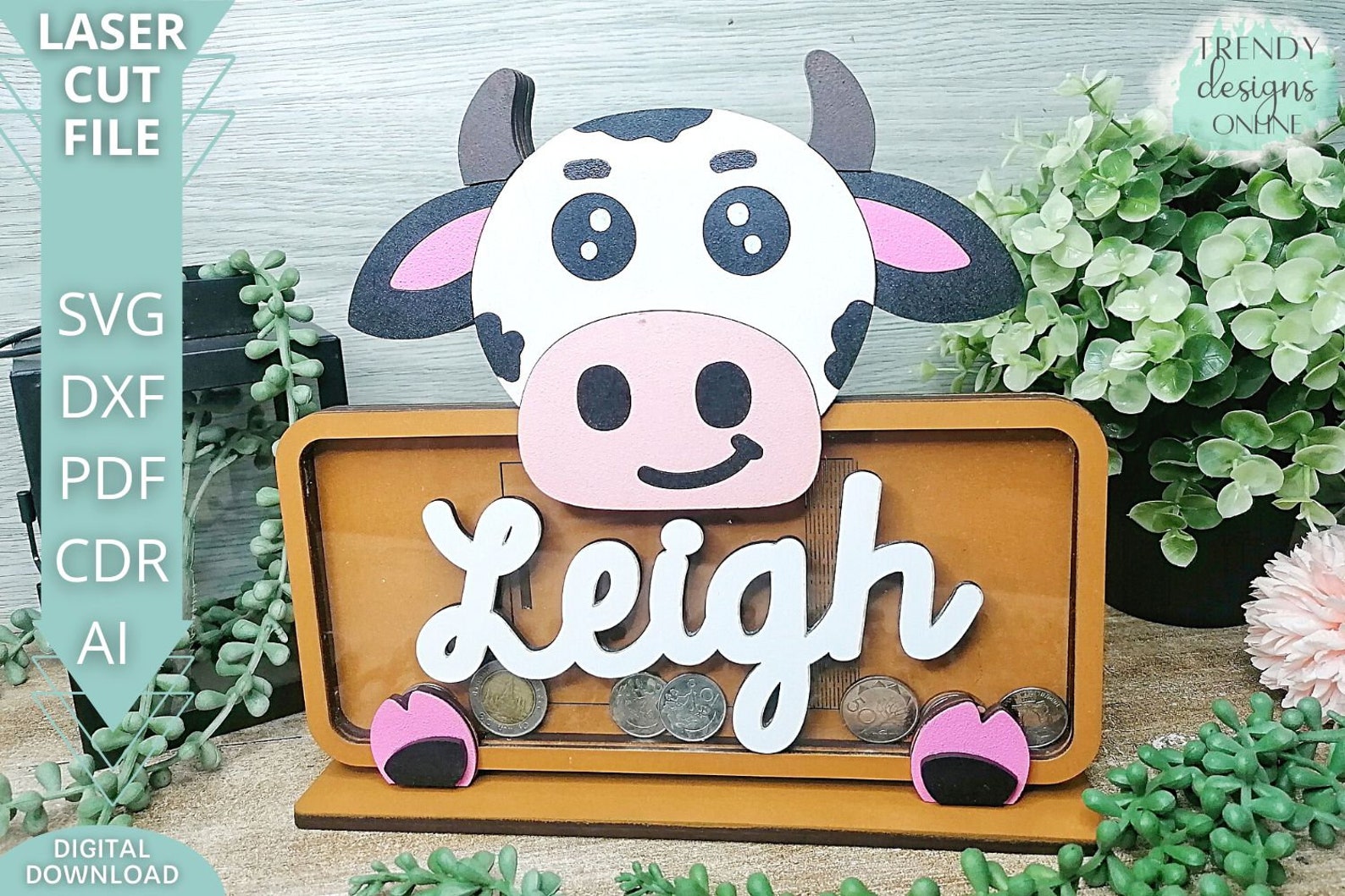 Cow Money Bank Svg Piggy Bank Box Svg Coin Box Svg Kids - Etsy