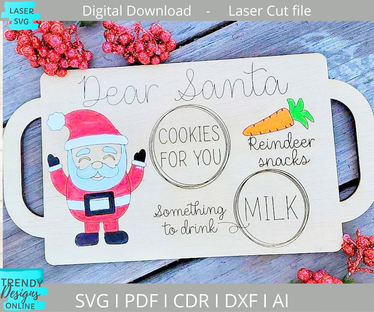 Dear Santa Board Svg Santa and Reindeer Snack Tray Svg - Etsy