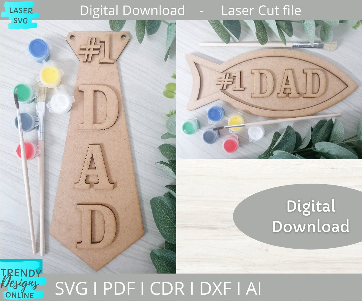 Father's Day DIY Kit Svg Tie DIY Paint Kit Svg Fish DIY - Etsy