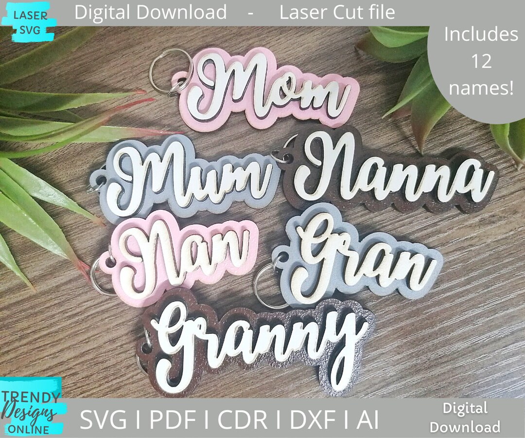 Mother's Day Keychains Bundle Svg, Layered Keyrings Svg, Digital ...