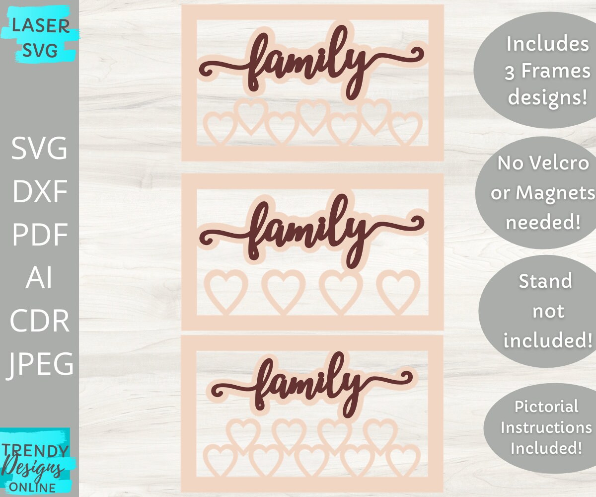 Family Frame Svg Interchangeable Svg Hearts Interchangeable | Etsy