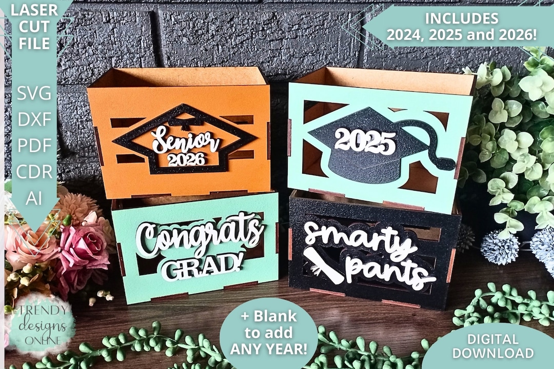 Graduation Crates Box Bundle Svg, Congrats Grad Box Svg, Senior Box Svg ...
