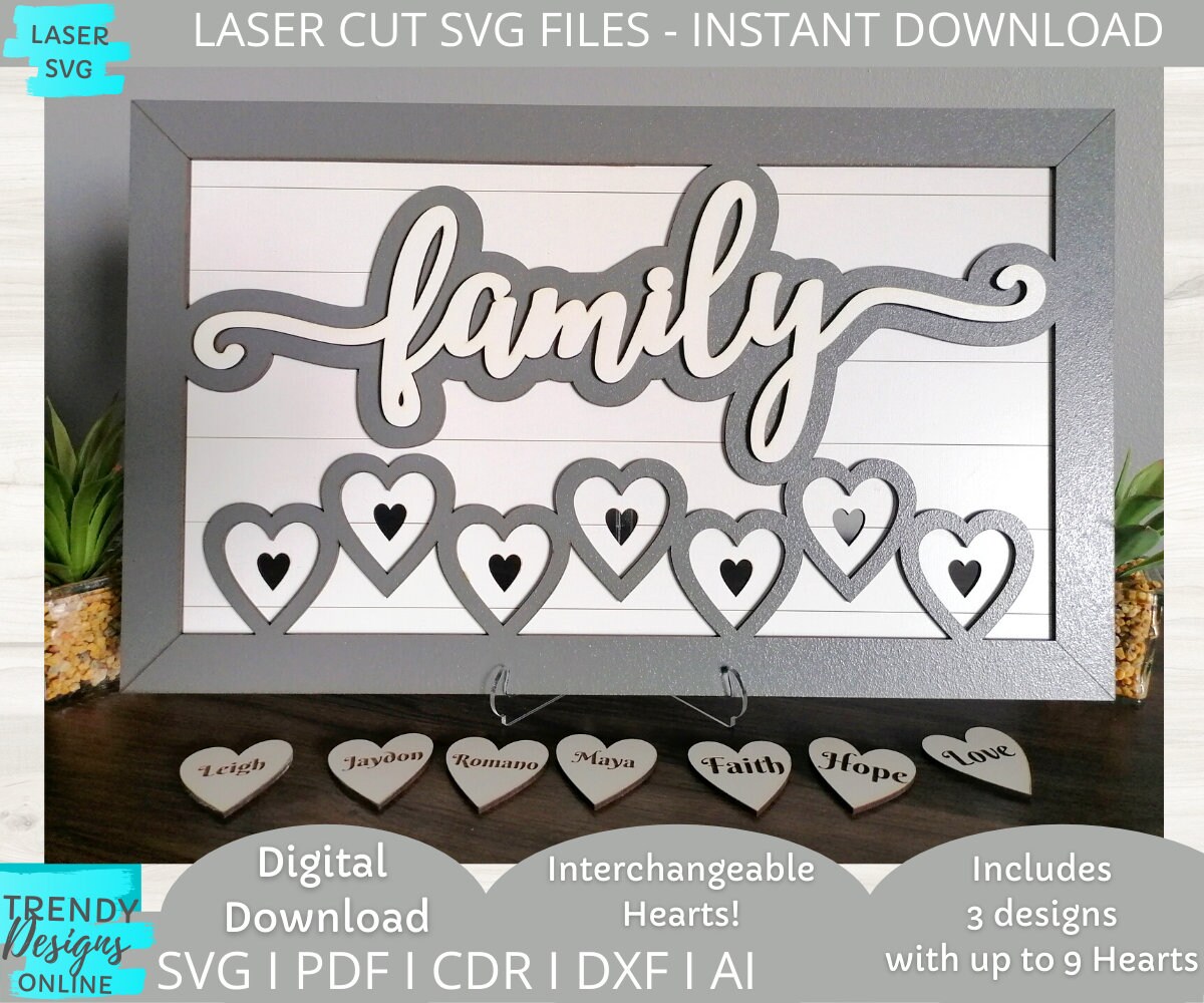 Family Frame Svg Interchangeable Svg Hearts Interchangeable | Etsy