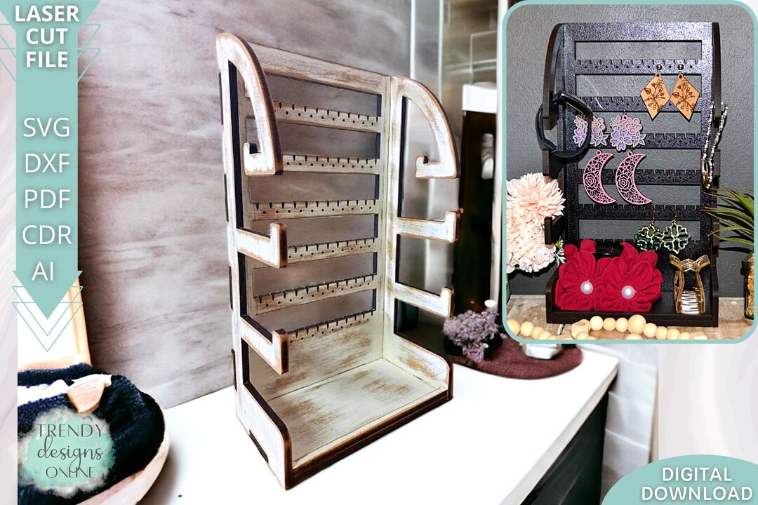 Earrings and Bracelets Display Svg File, Three Sides Jewelry Display ...