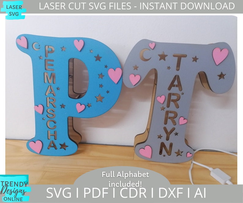 Letter Night Light Svg Full Alphabet Letters Svg ABC Lamp - Etsy