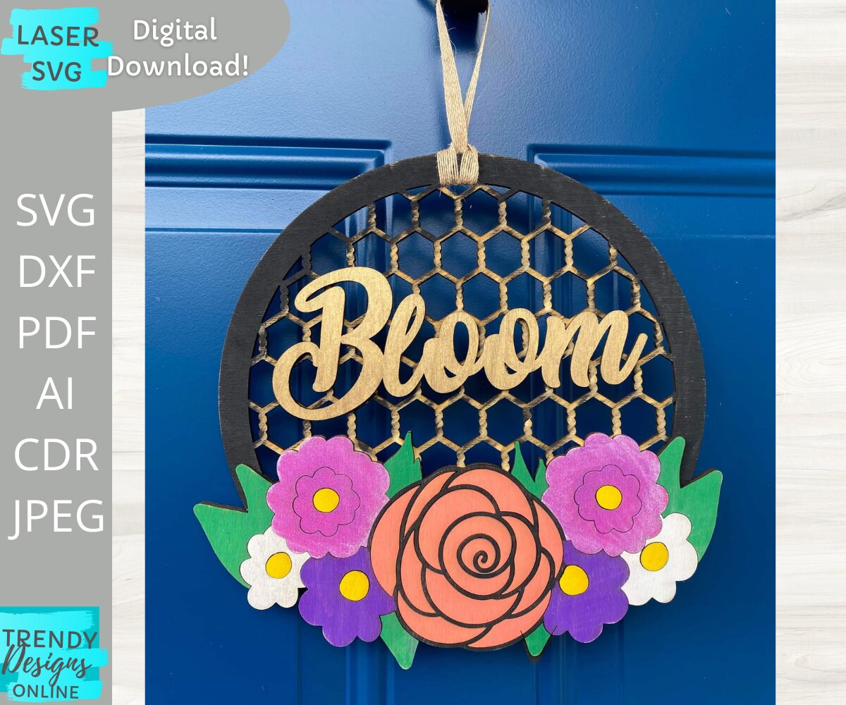 Bloom Floral Sign Svg Hand Drawn Florals Svg Glowforge Ready - Etsy